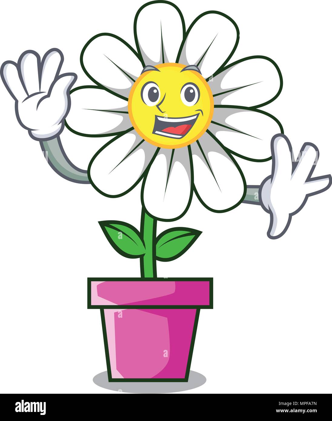 Waving Daisy Flower Character Cartoon Stock Vector Image And Art Alamy
