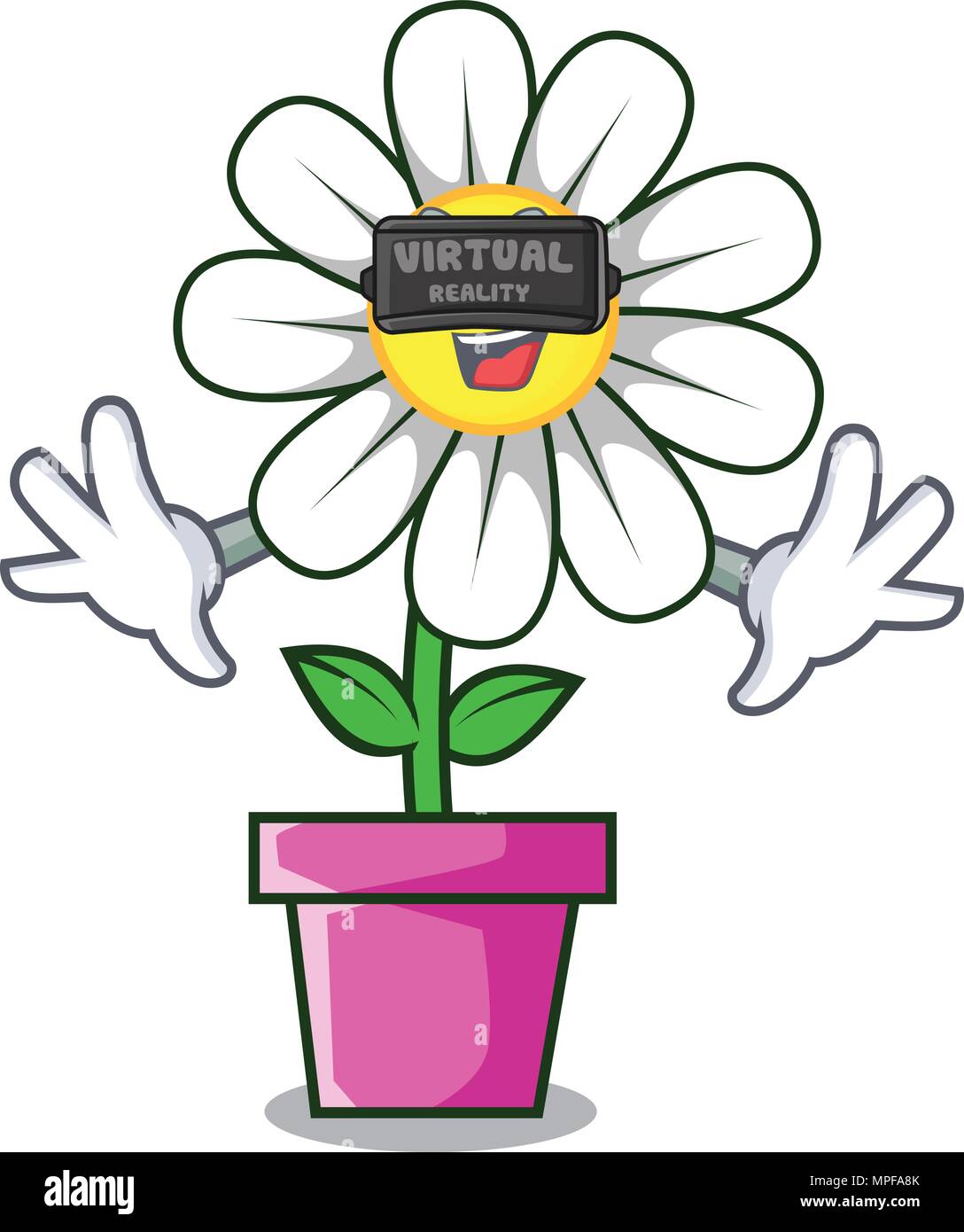 Virtual reality daisy flower mascot cartoon Stock Vector Image & Art ...