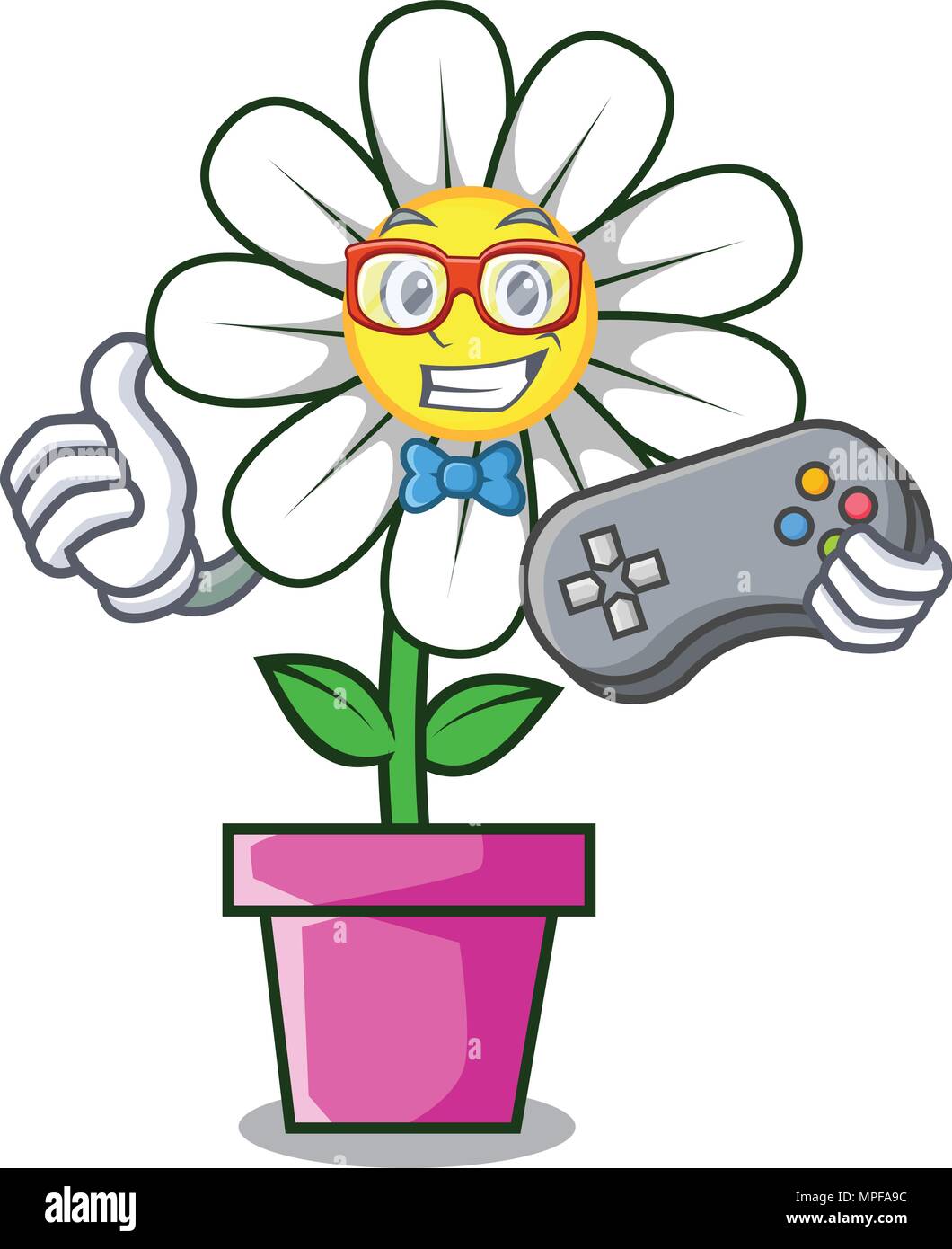 Gamer daisy flower mascot cartoon Stock Vector Image & Art - Alamy