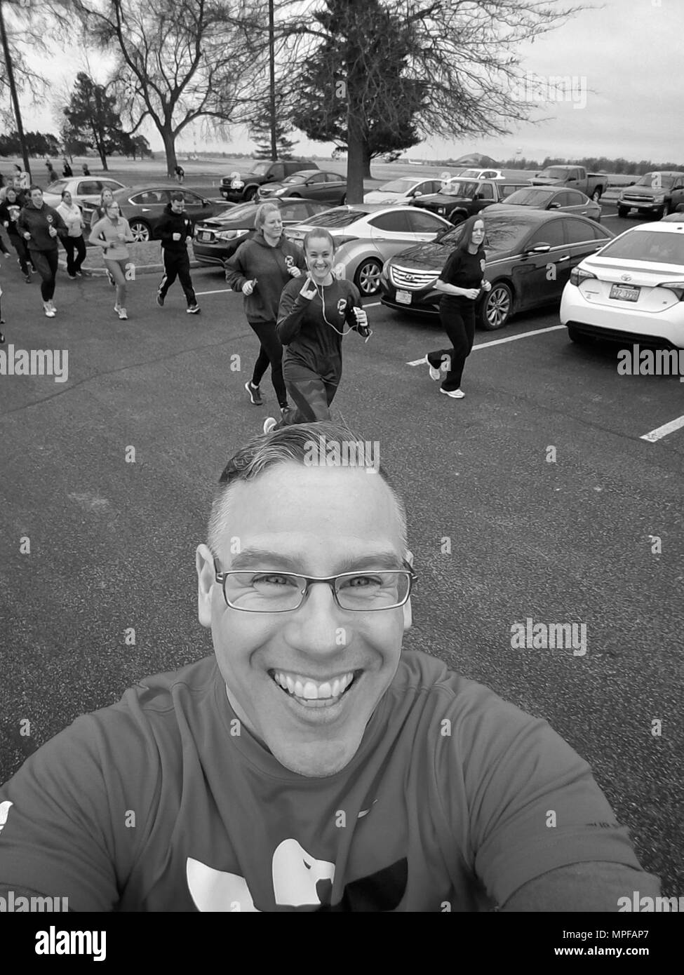 Christopher Parr, 932nd Airlift Wing Public Affairs specialist snaps a ...