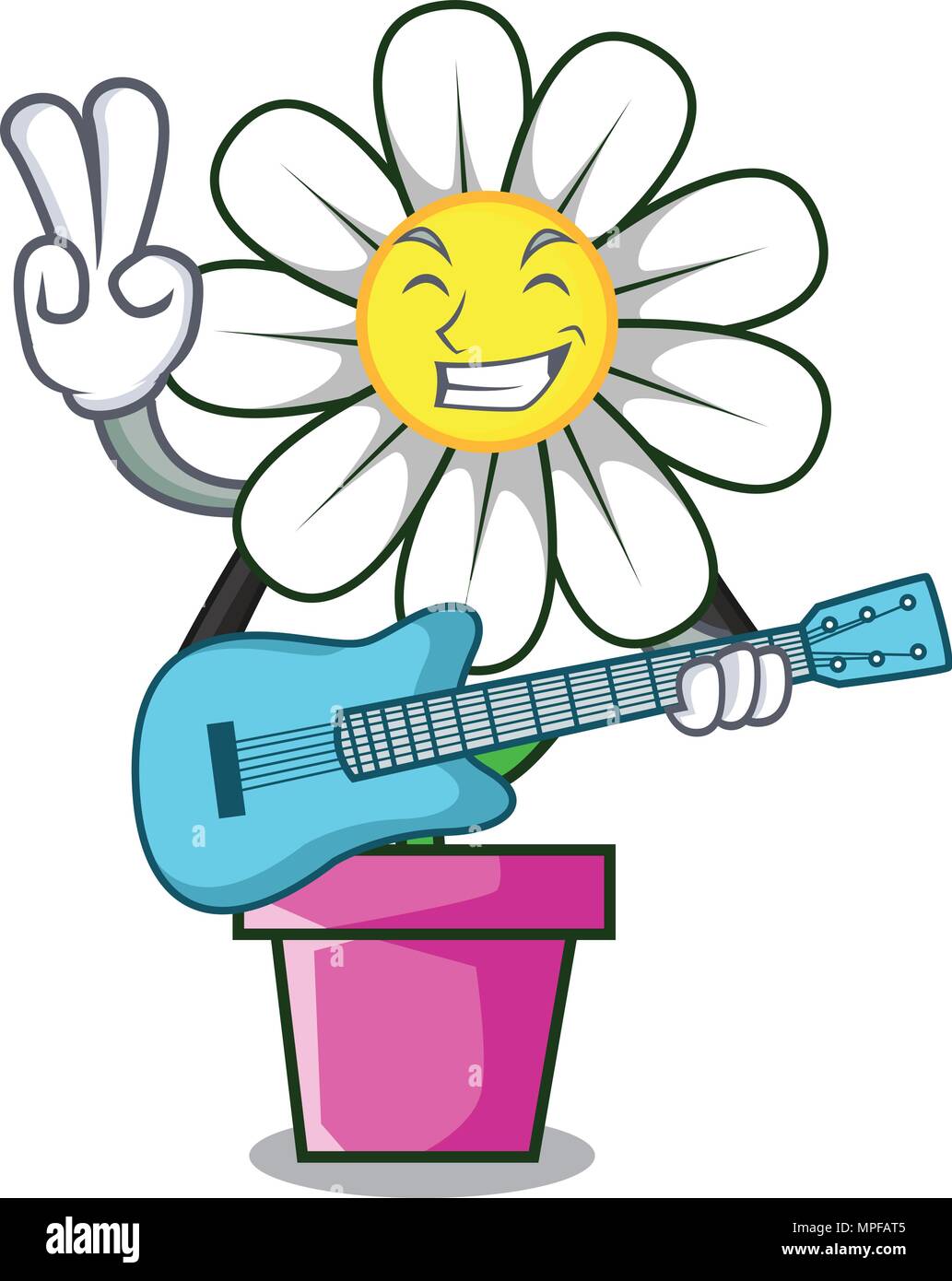 With guitar daisy flower mascot cartoon Stock Vector Image & Art - Alamy