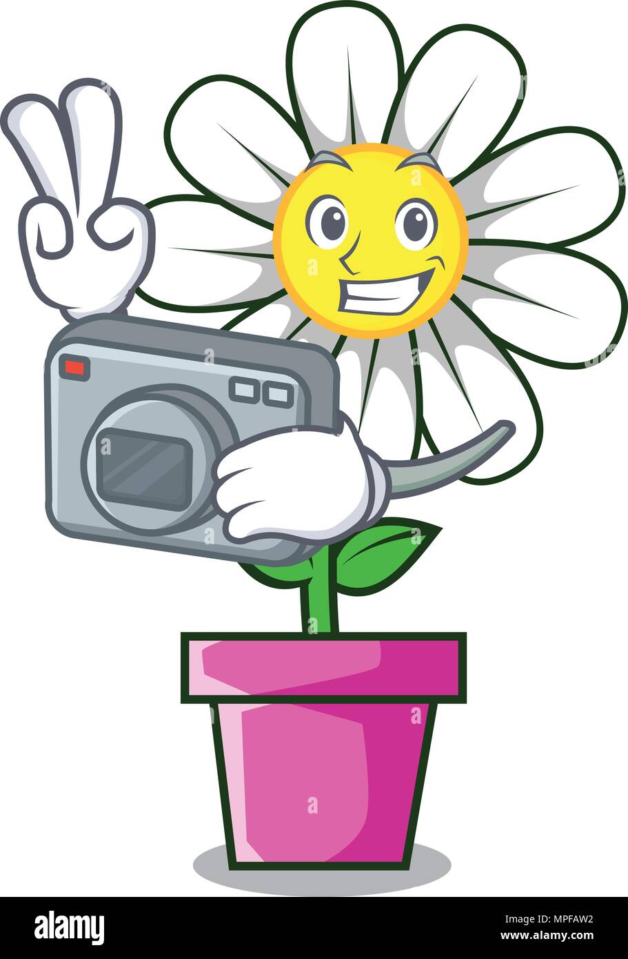 Photographer daisy flower mascot cartoon Stock Vector Image & Art - Alamy