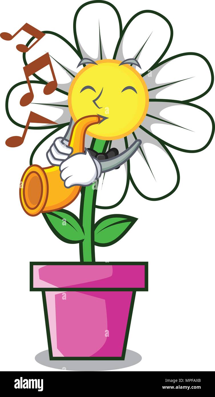 With trumpet daisy flower mascot cartoon Stock Vector Image & Art - Alamy