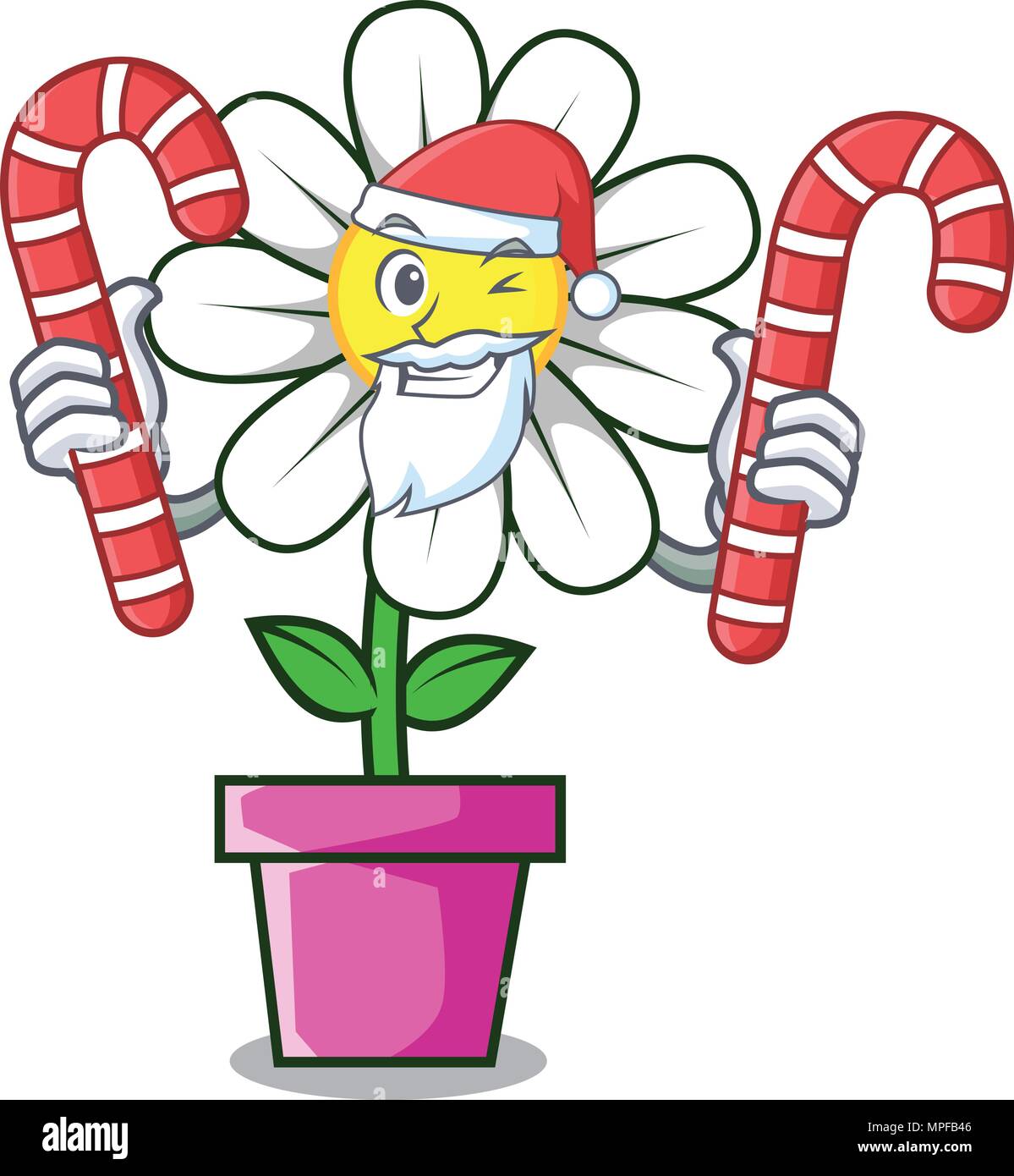 Santa with candy daisy flower mascot cartoon Stock Vector Image & Art ...