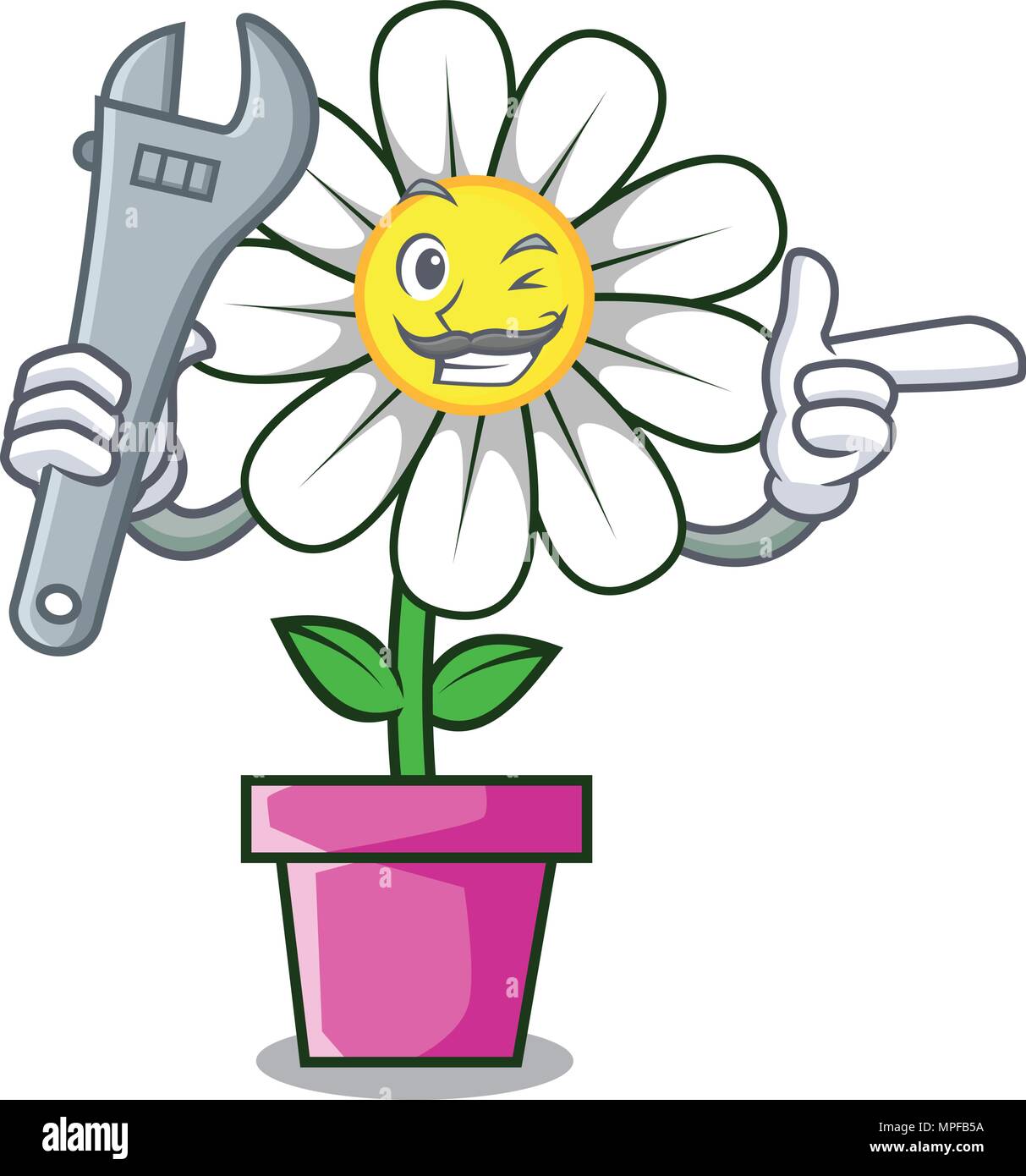 Mechanic daisy flower mascot cartoon Stock Vector Image & Art - Alamy