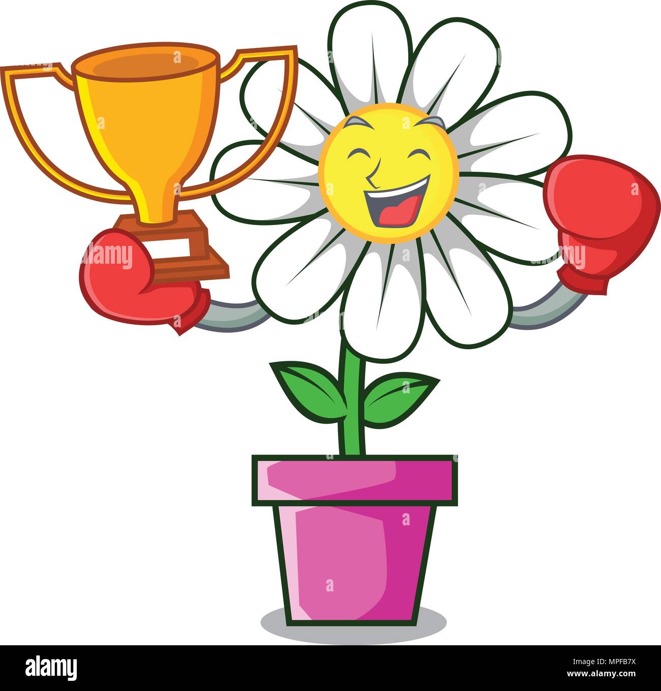 Boxing winner daisy flower mascot cartoon Stock Vector Image & Art - Alamy
