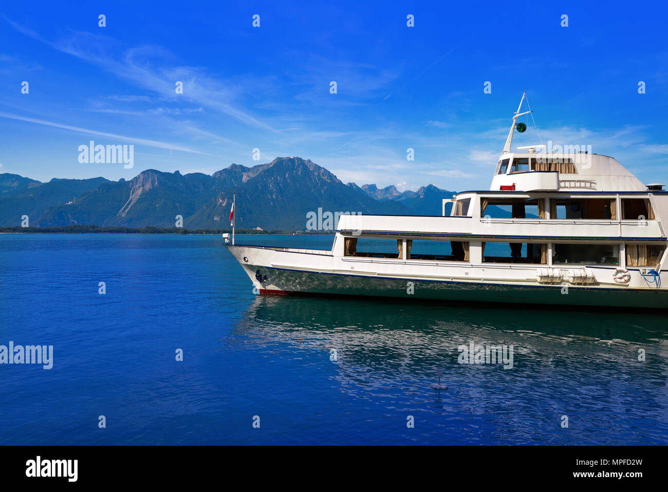 Leman Geneva lake boat in Switzerland Swiss Stock Photo - Alamy