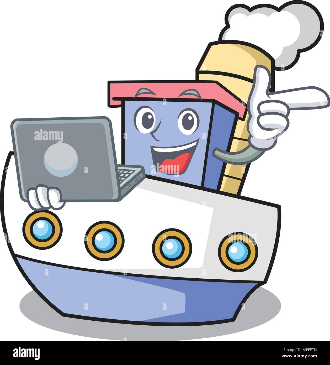 With laptop ship character cartoon style Stock Vector Image & Art - Alamy