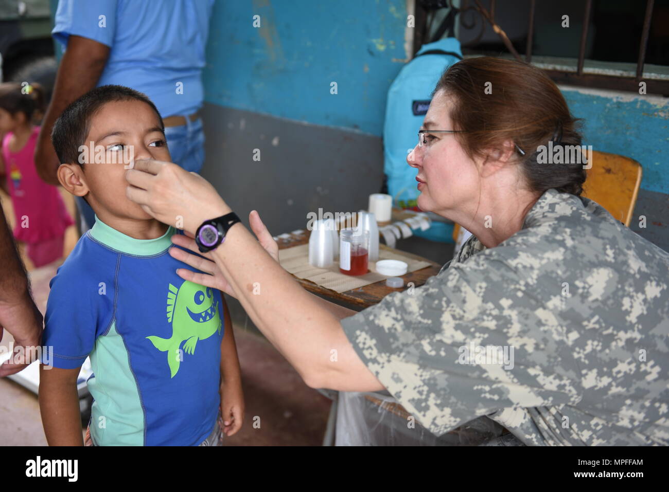 A U.S. Army Medical Element from Joint Task Force-Bravo administers ...