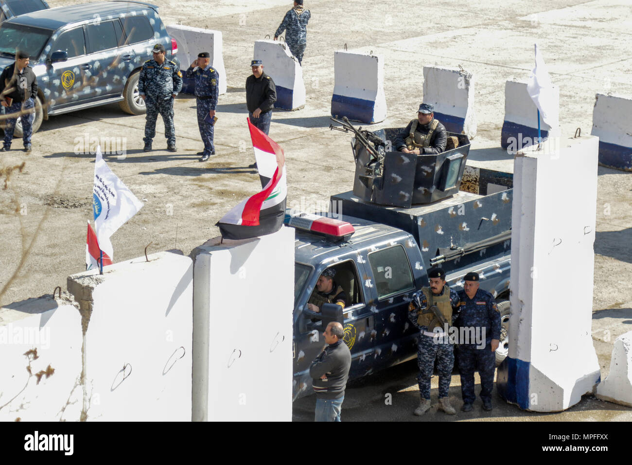 Iraqi federal police marshal at tactical assembly area Hamam al-Alil ...