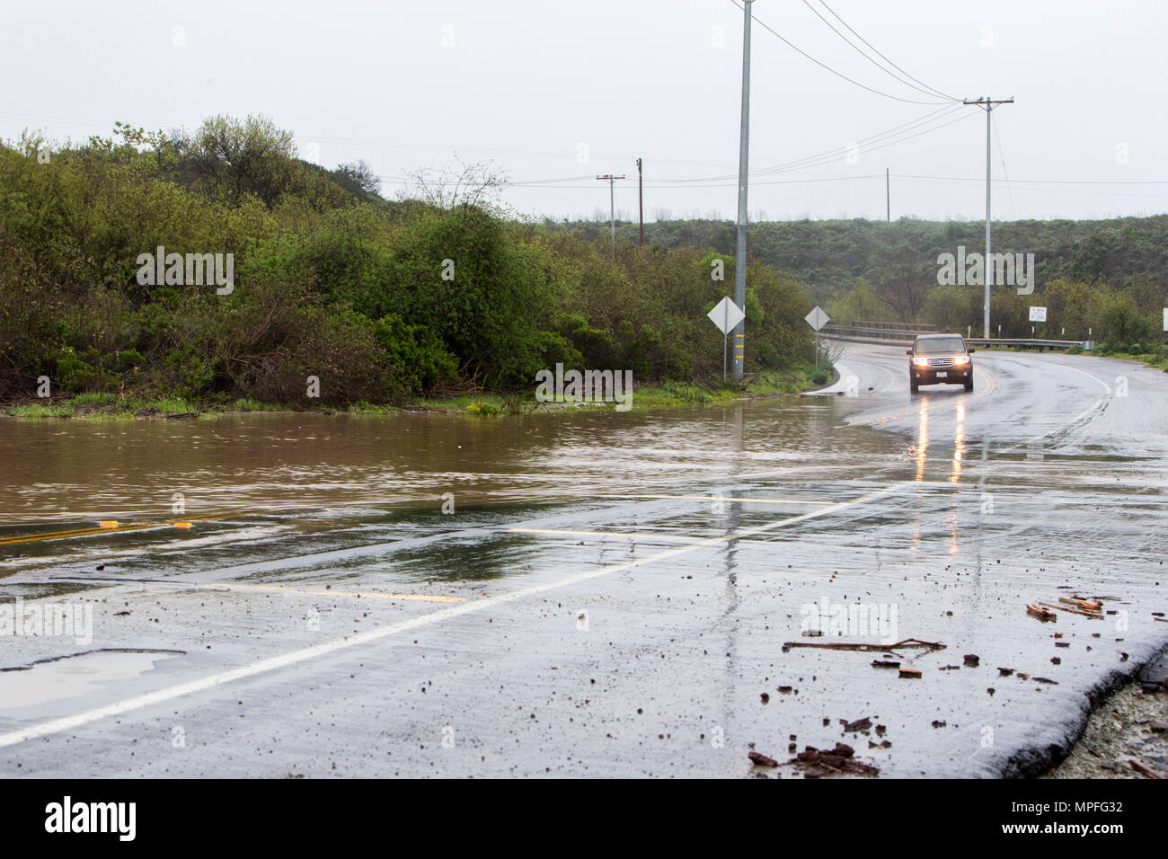 Inclement weather continues to cause flooding along Stuart Mesa road as ...