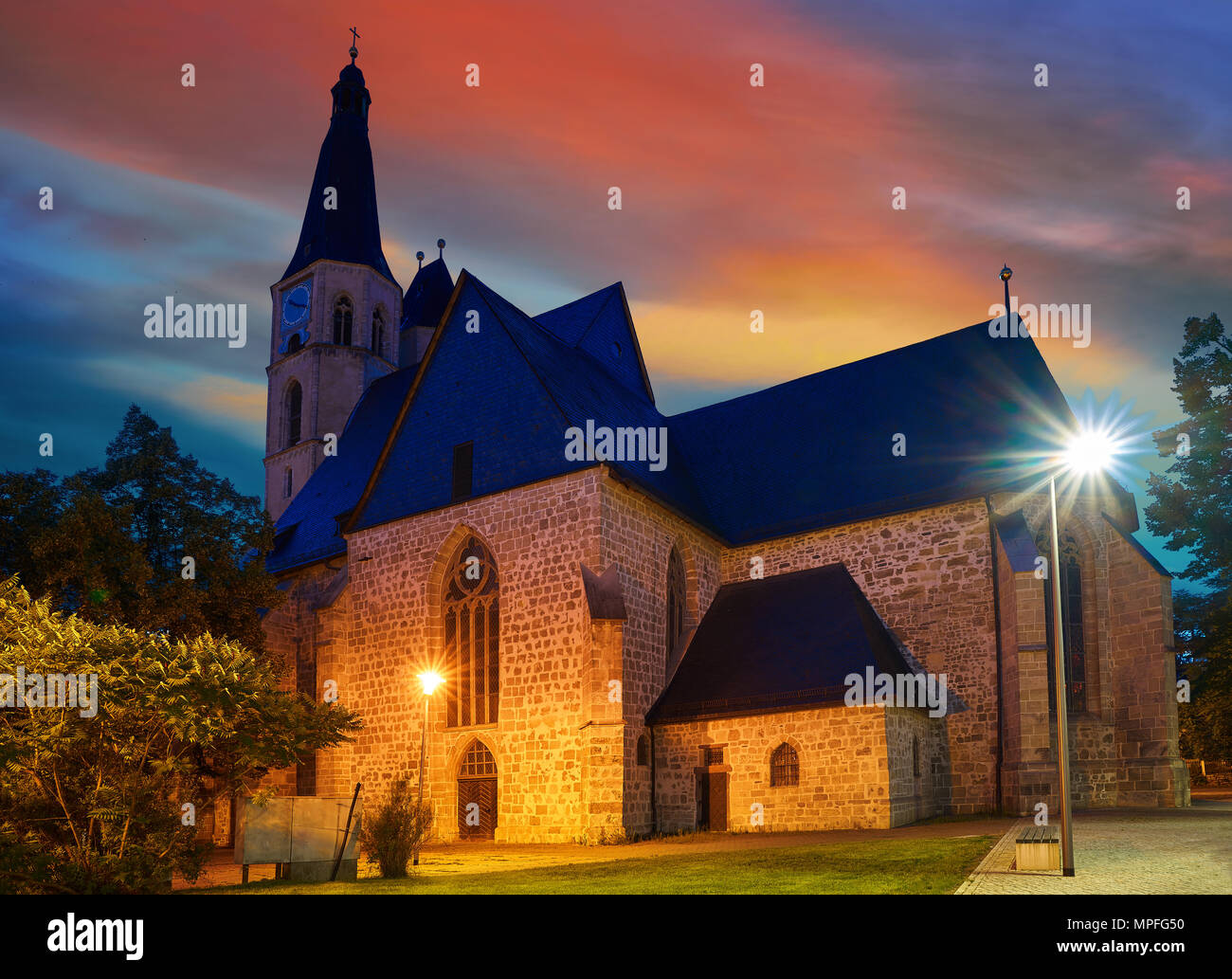 Nordhausen St Blasii church sunset in Thuringia Germany Stock Photo - Alamy