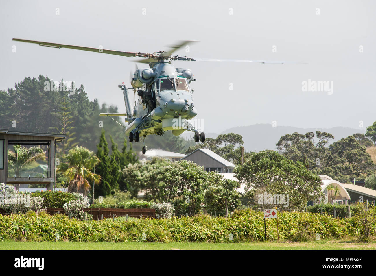 A Royal New Zealand Navy SH-2G Sea Sprite helicopter lands in Bland Bay ...