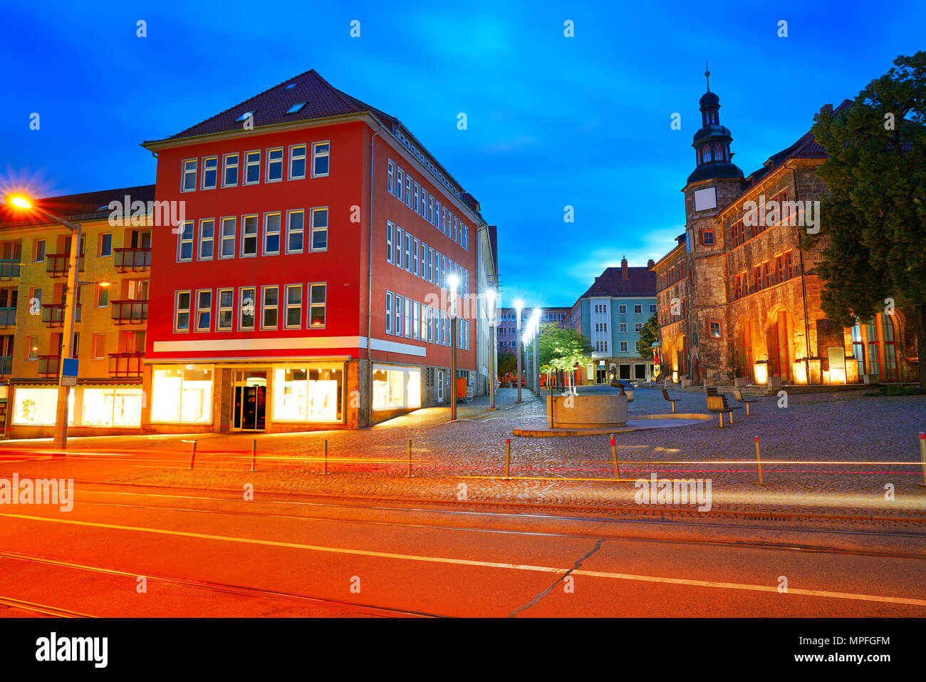 Nordhausen at night in Thuringia of Germany Stock Photo - Alamy