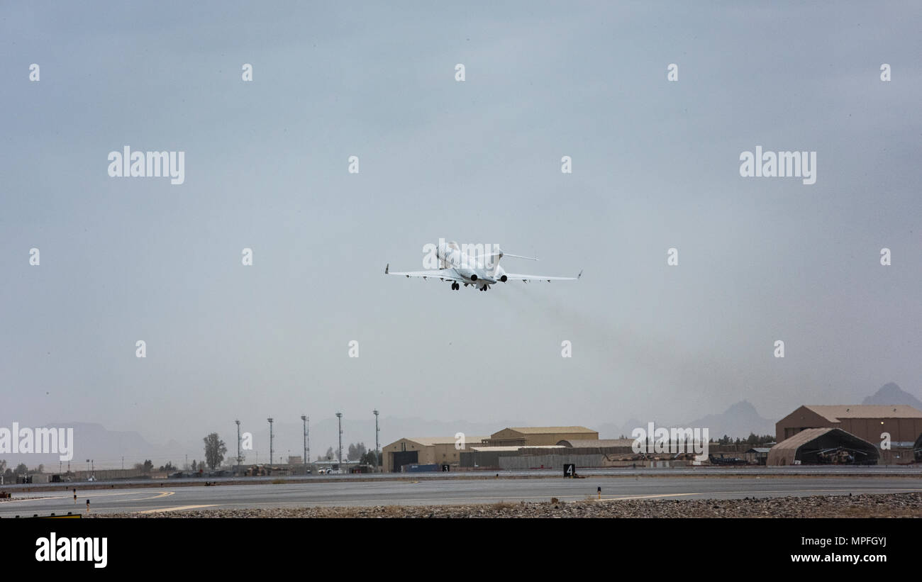An E-11A aircraft equipped with the Battlefield Airborne Communications ...