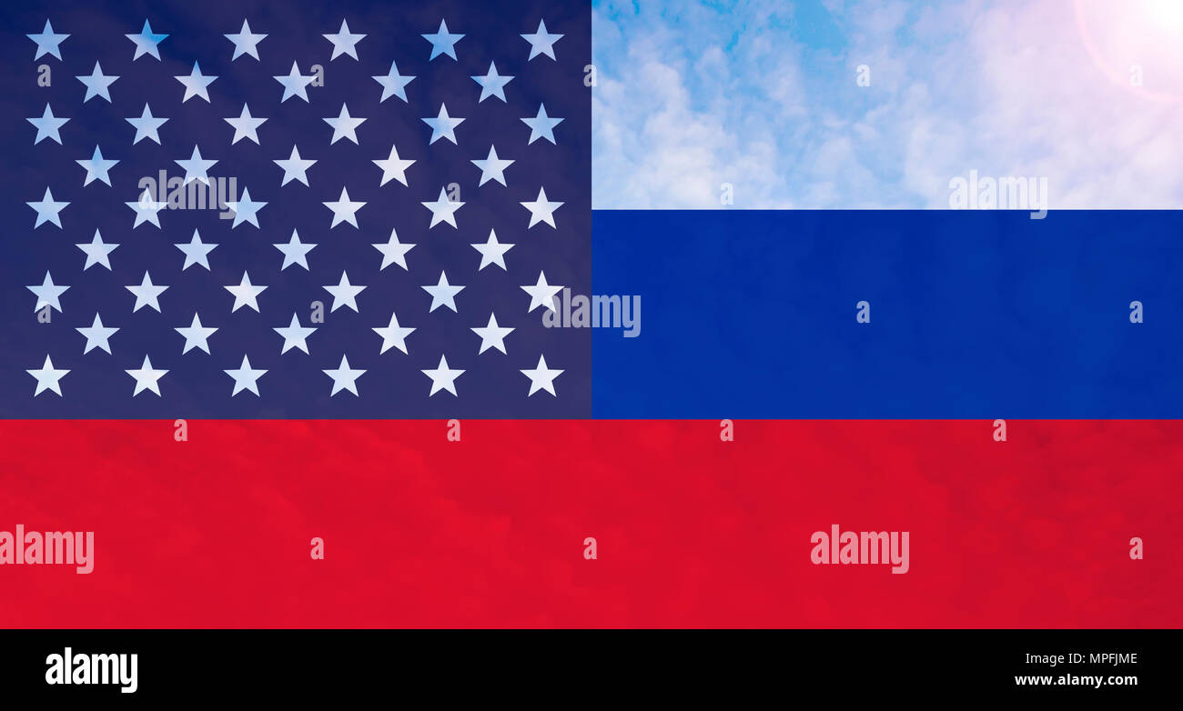 Vector image of America and Russian single flag Stock Photo - Alamy