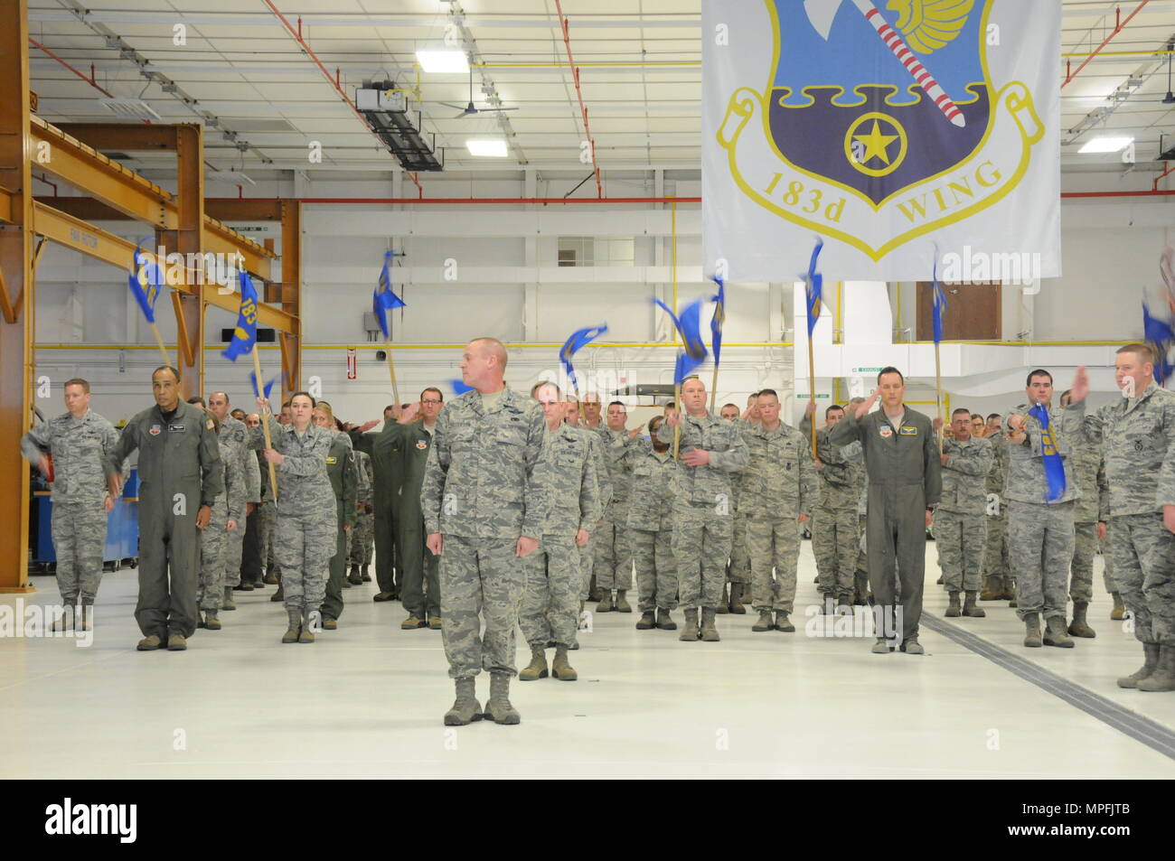 Col. John Patterson, Commander, 183d Fighter Wing, gives the command to ...