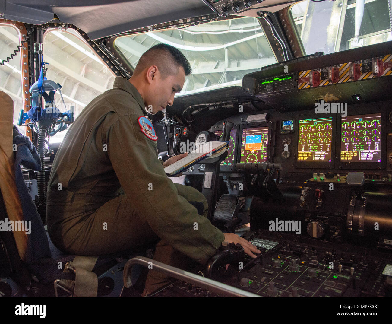 Staff Sgt. Pierre Manivong, 22nd Airlift Squadron flight engineer ...