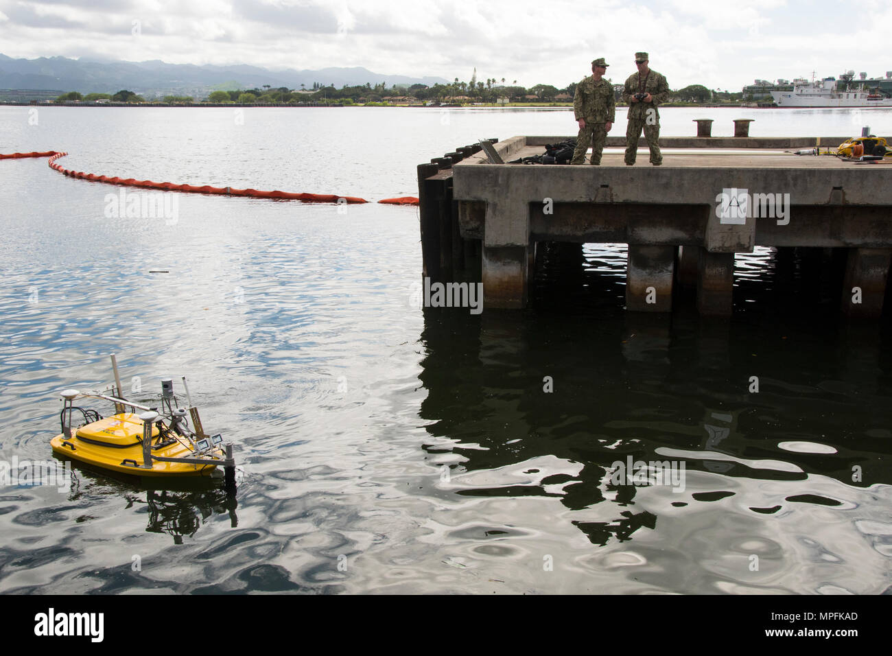 Navy underwater construction team members demonstrate the capabilities ...