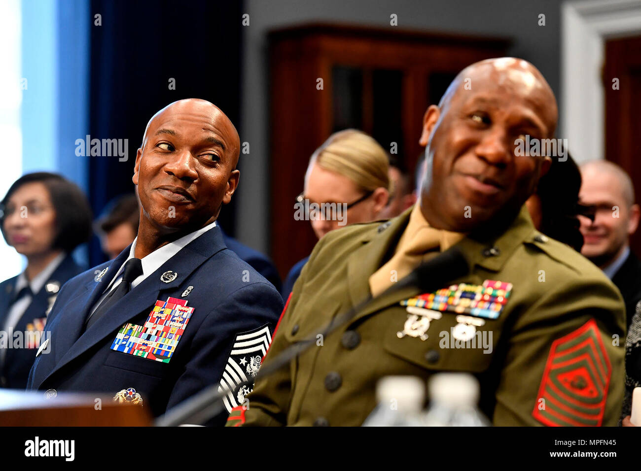 Chief Master Sgt. of the Air Force Kaleth Wright prepares to testify ...
