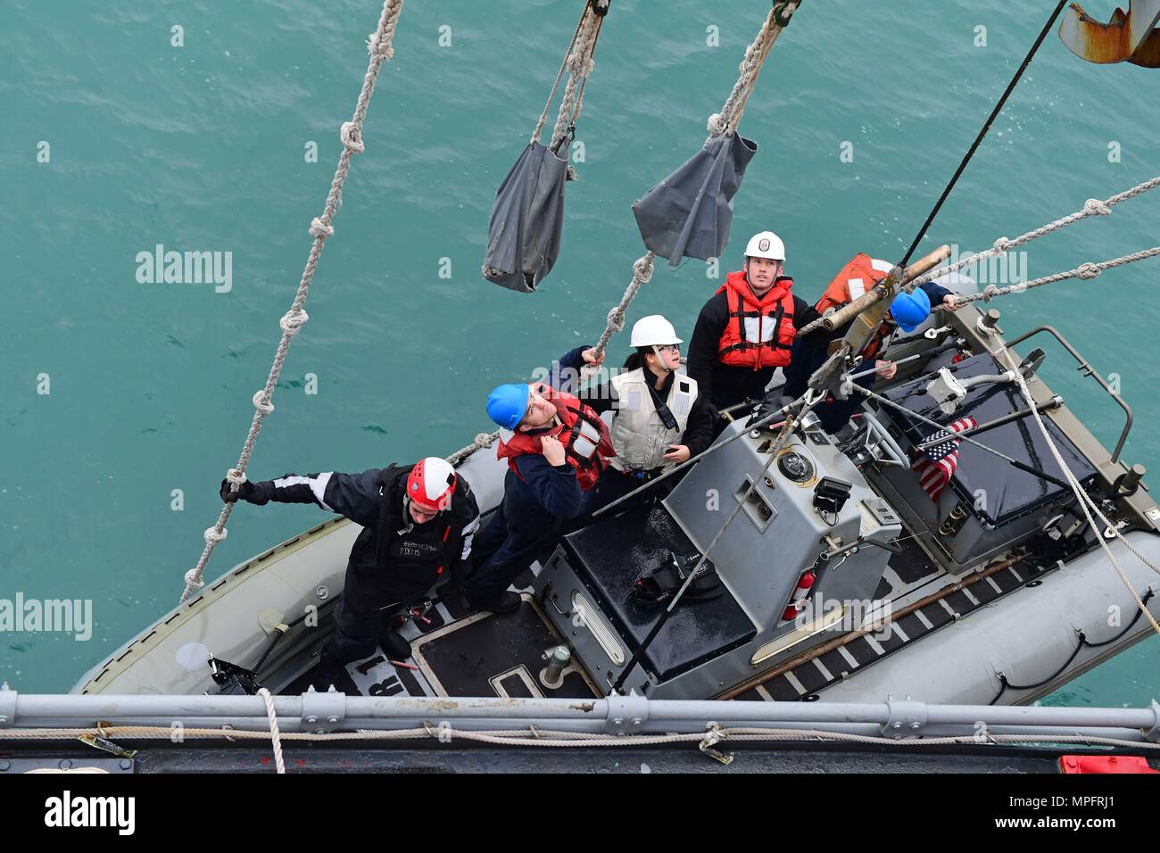 170306-N-VK873-078 ENGLISH CHANNEL (March 6, 2017) Sailors assigned to ...