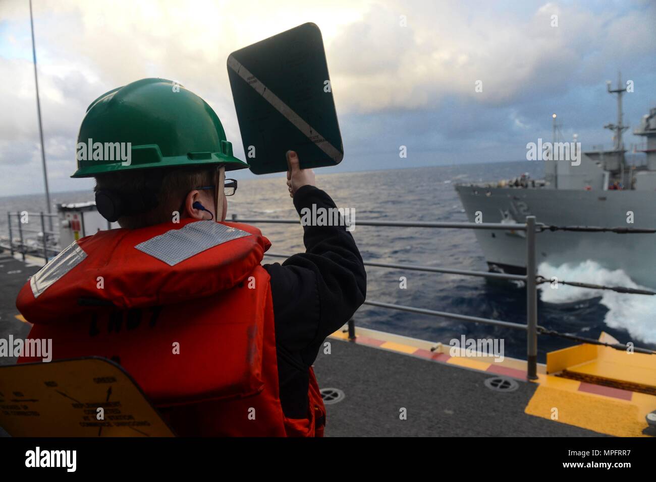 ATLANTIC OCEAN (March 8, 2017) – Seaman Alexis Posey relays messages to ...
