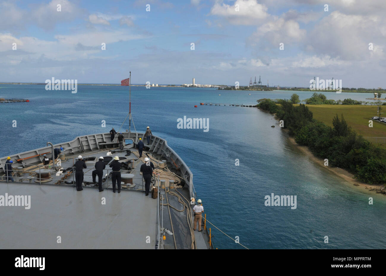SANTA RITA, Guam - Sailors and Civilian Mariners aboard the submarine ...