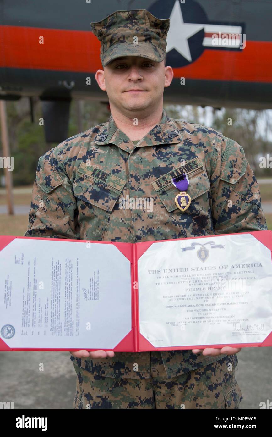 U.S. Marine Corps Sgt. Michael A. Kane is awarded the Purple Heart ...
