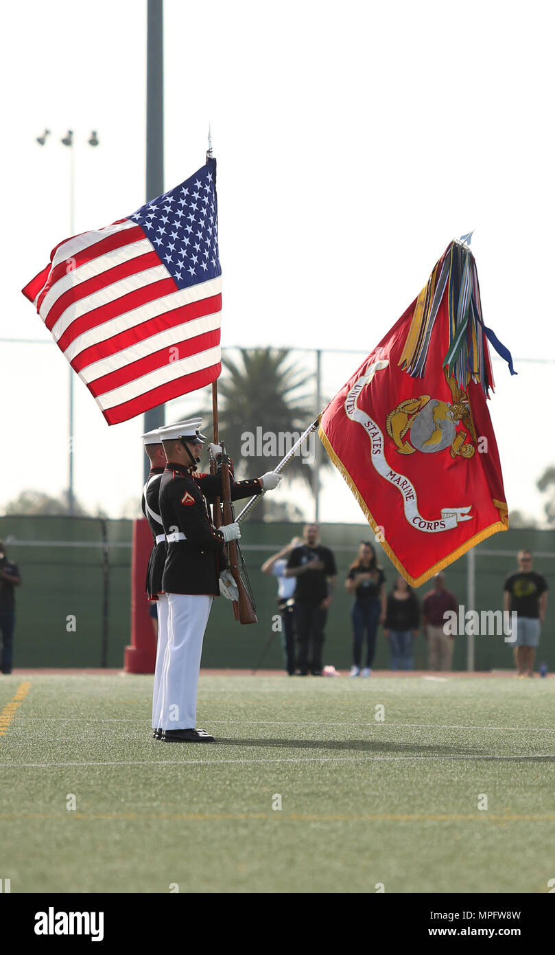 The Official Color Guard of the Marine Corps perform during the Battle ...