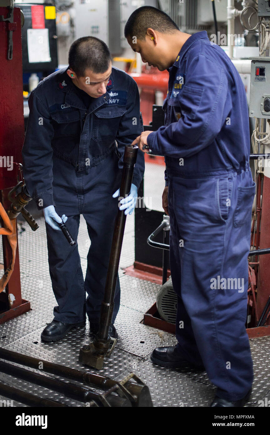 170312-N-WF272-033 PHILIPPINE SEA (March 12, 2017) Machinist's Mate 1st Class Francisco Ceja ...