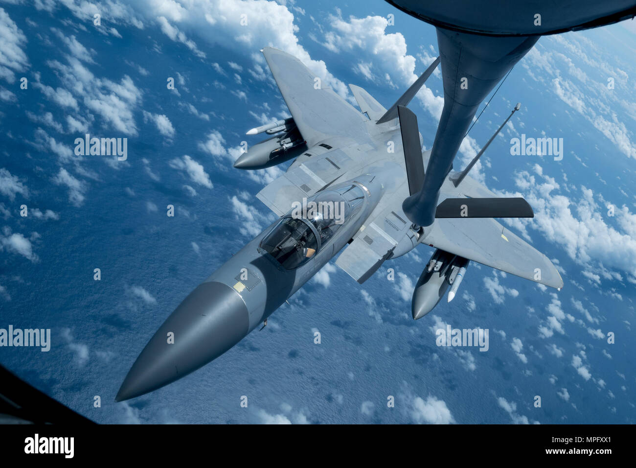 A U.S. Air Force F-15 Eagle from the 67th Fighter Squadron receives an ...