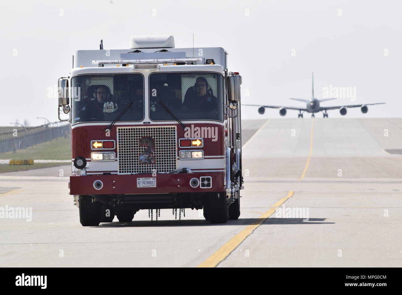 A fire truck from the Tinker Fire and Emergency Services section of the ...