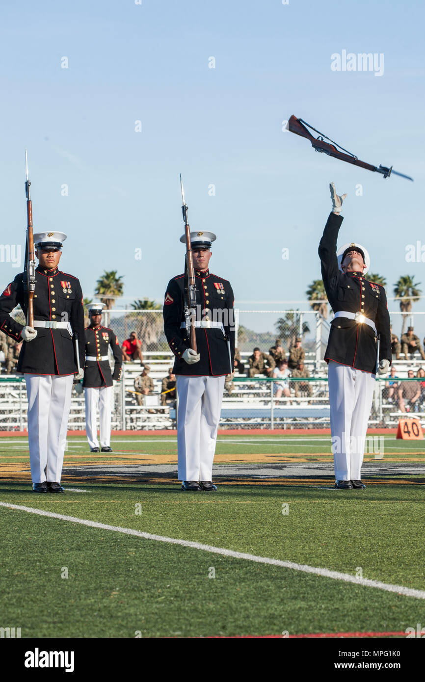 U.S. Marines with the United States Marine Corps Silent Drill Platoon ...