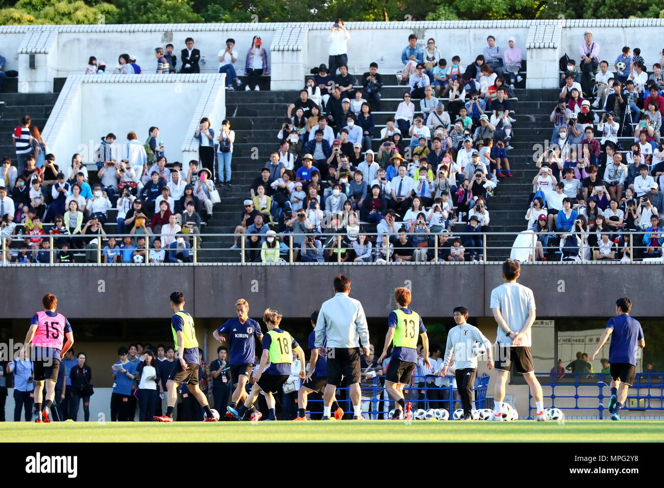 Frontier soccer field, Chiba, Japan. 22nd May, 2018. Japan team group ...