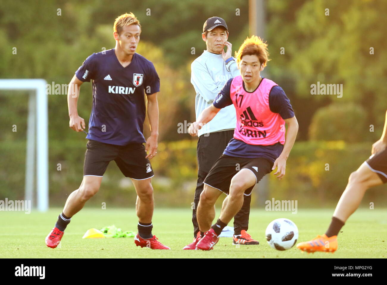 Frontier soccer field, Chiba, Japan. 22nd May, 2018. (L-R) Keisuke ...