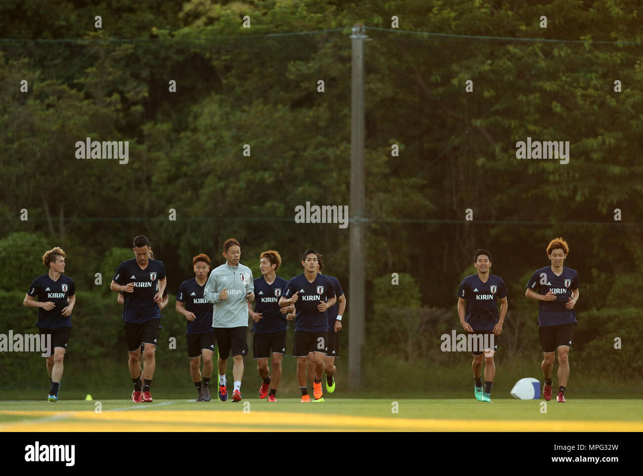 Frontier soccer field, Chiba, Japan. 22nd May, 2018. Japan team group ...