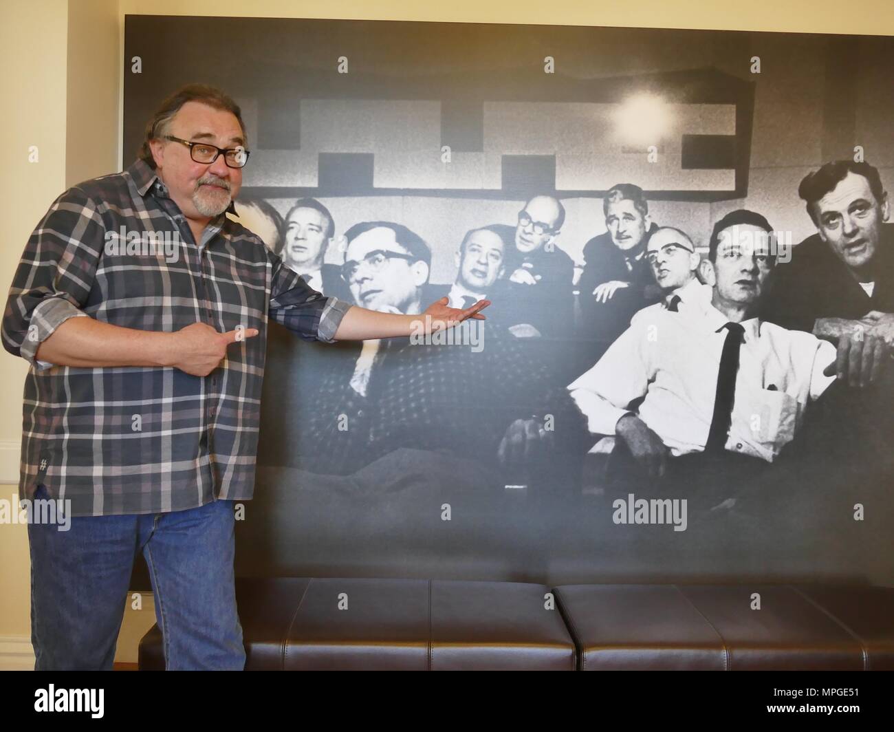 16 May 2018, US, San Francisco: Don Hahn stands in front of a photo of ...
