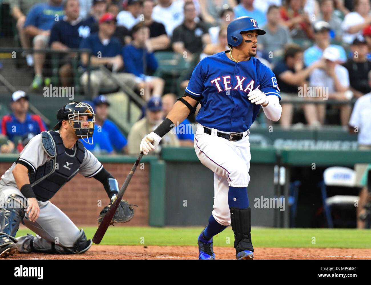 May 23, 2018: Texas Rangers first baseman Ronald Guzman hits a 3 run ...