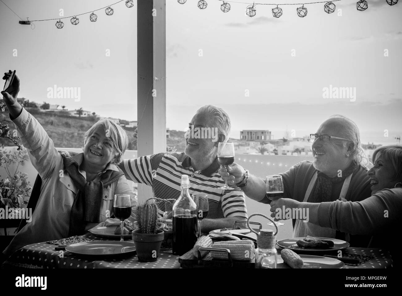 Elderly friends Black and White Stock Photos & Images - Alamy