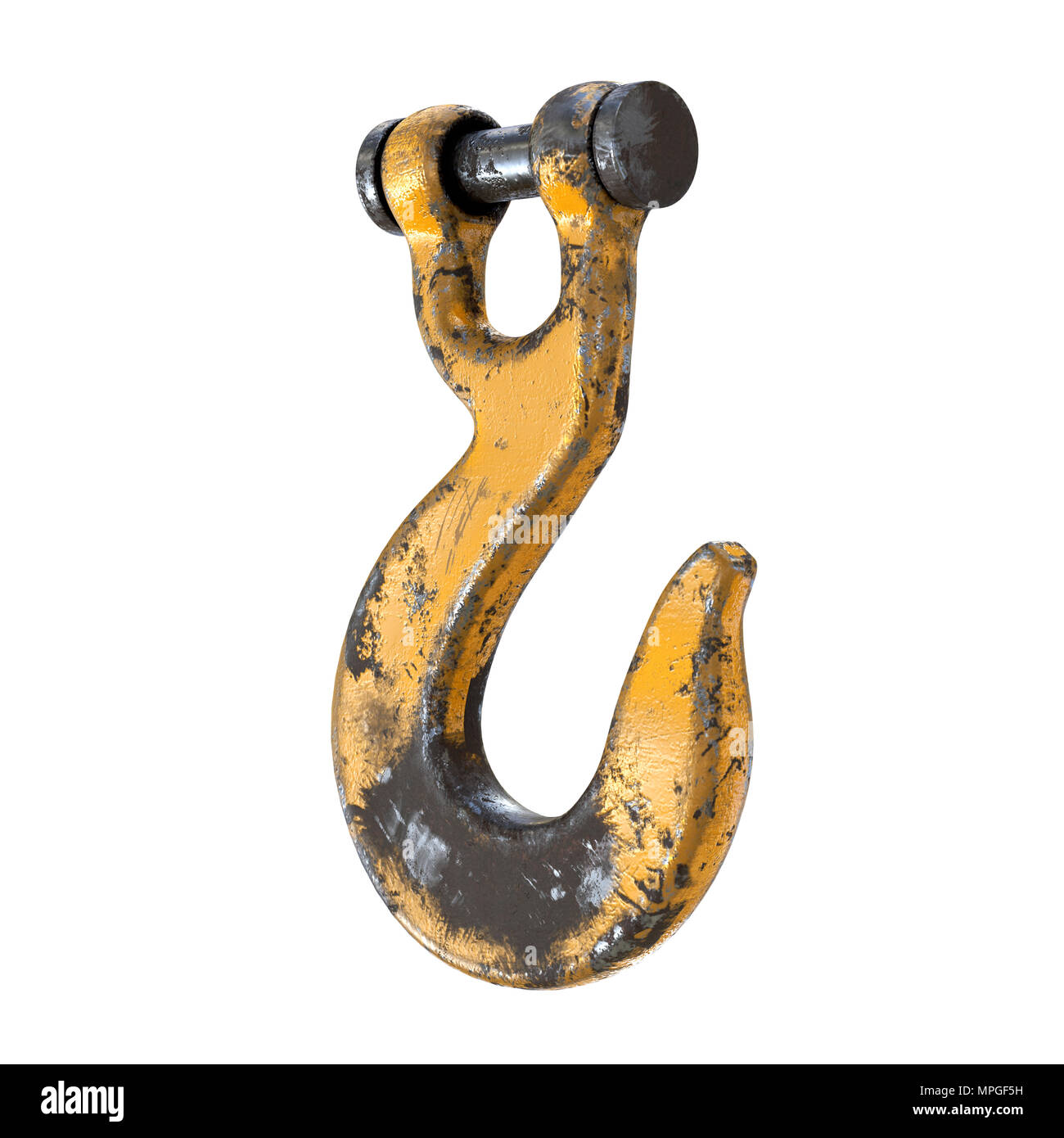 Used lifting crane hook isolated on background Stock Photo - Alamy