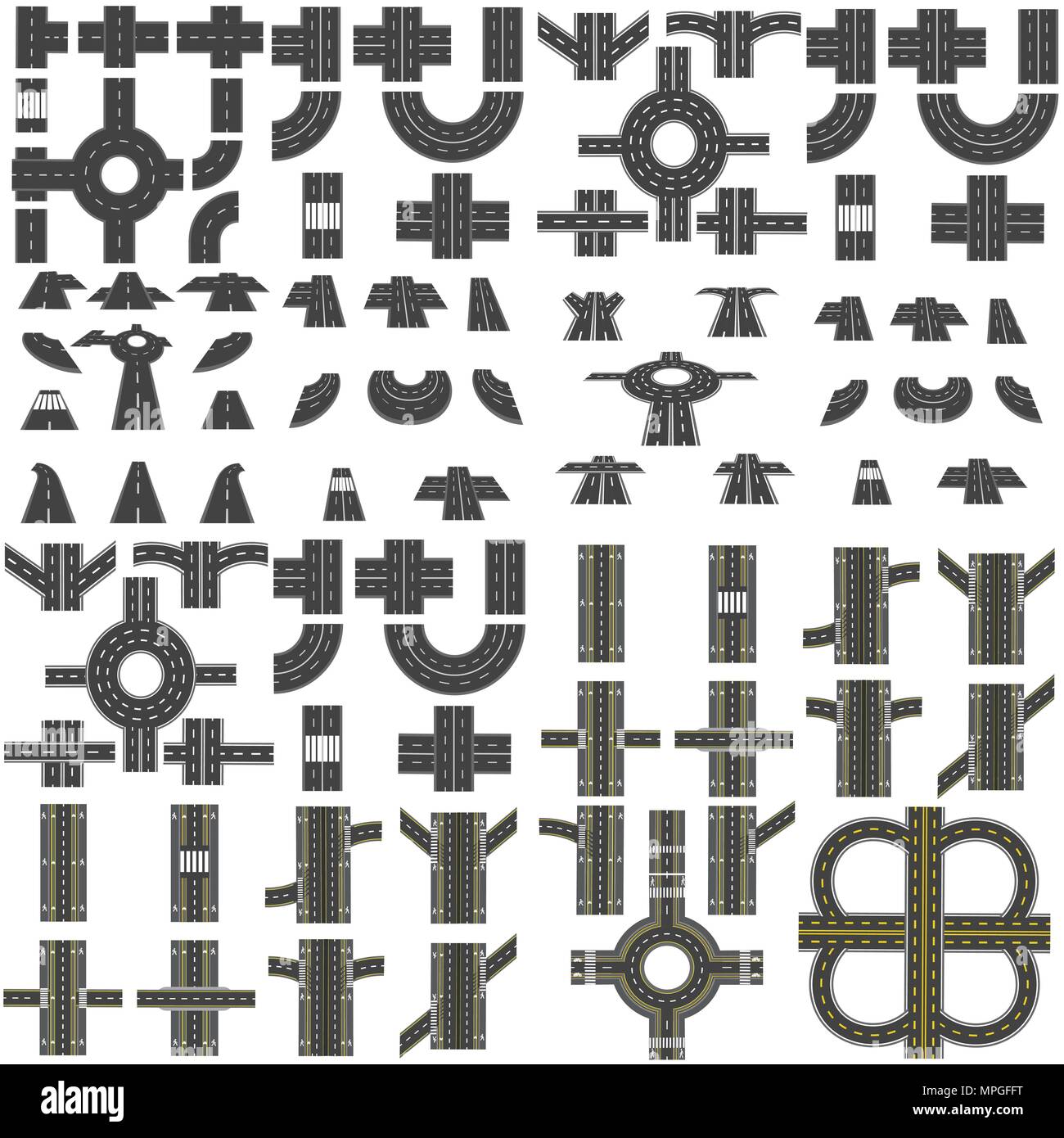 A set of road sections, circular interchanges, various intersections ...