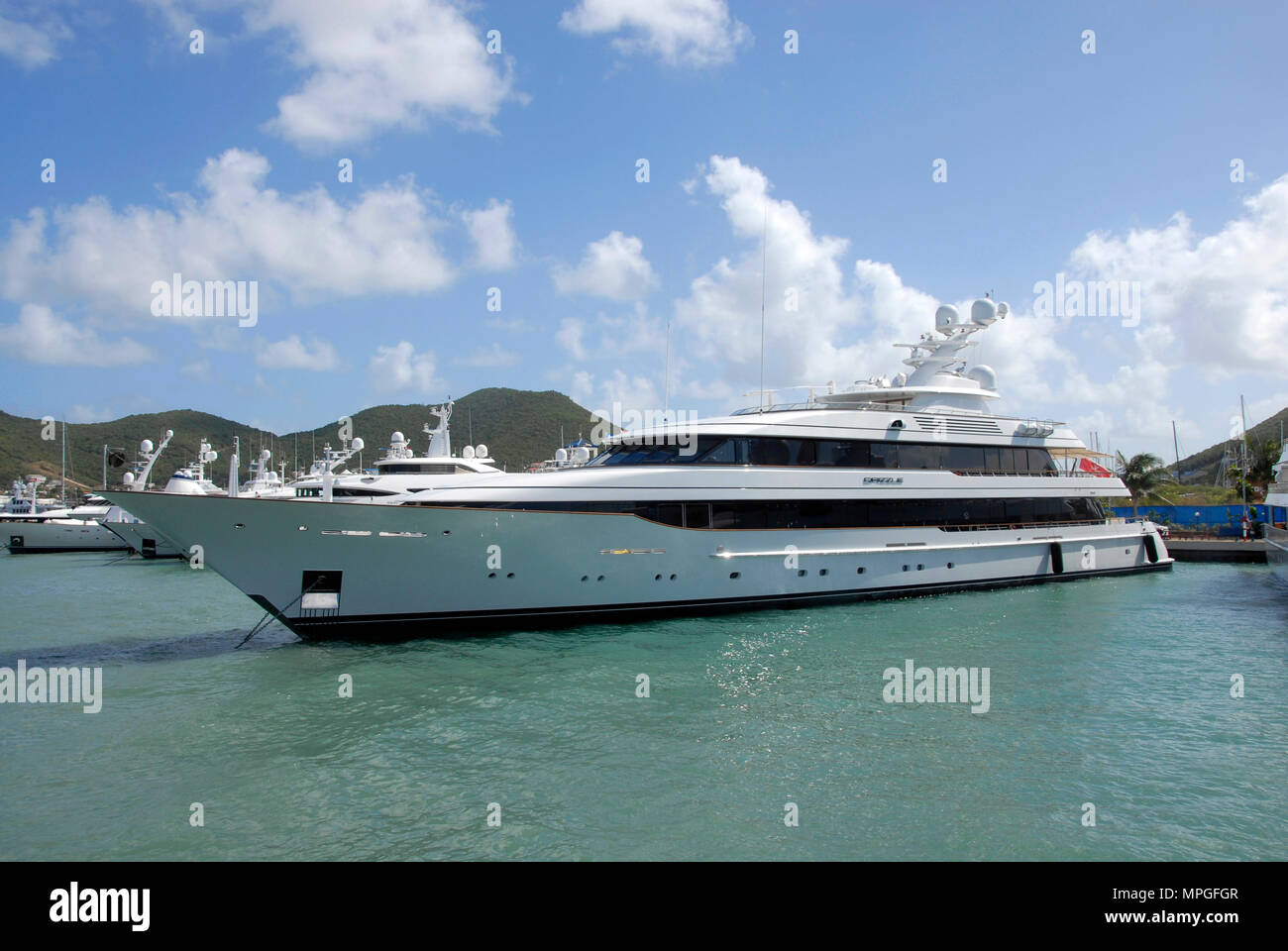Large privately owned vessels moored in Simpson Bay, St Maarten ...