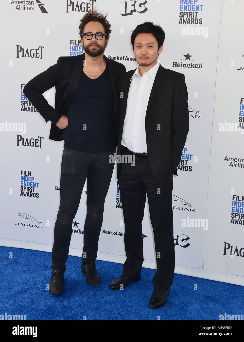 Takeshi Fukunaga, Donari Braxton at the 2016 Film Independent Spirit Awards on the Santa Monica ...
