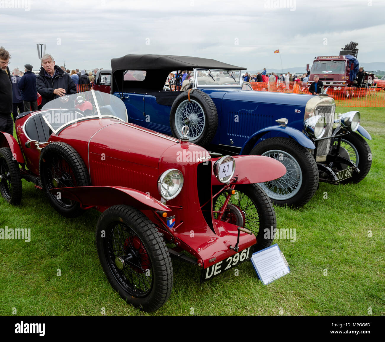 Anglesey, UK: Feb 20, 2018: A couple of classic cars on show at the ...