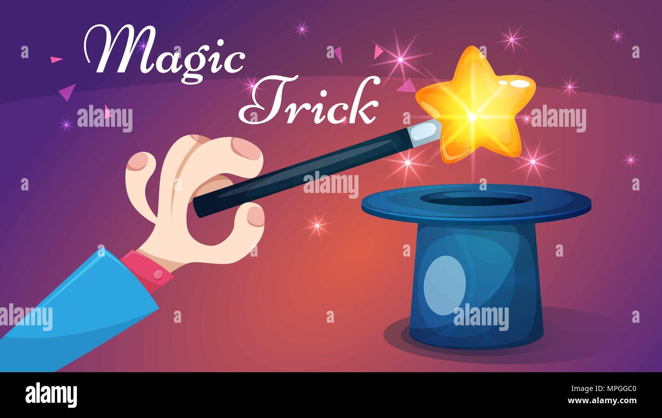 Magic wand, trick - cartoon illustration Stock Vector Image & Art - Alamy