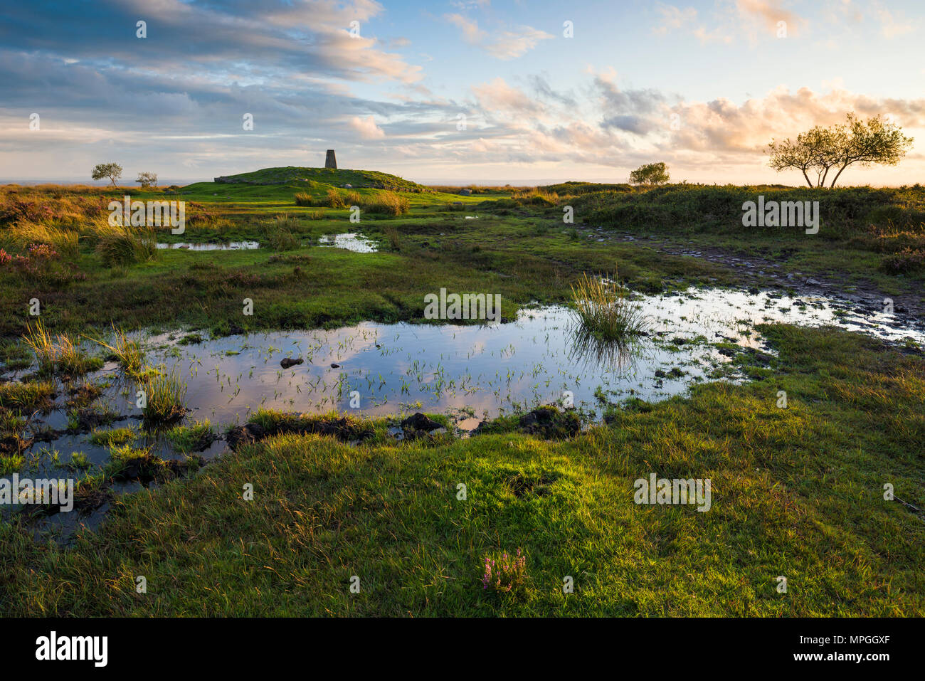 The trig point at Beacon Batch on Black Down in the Mendip Hills ...