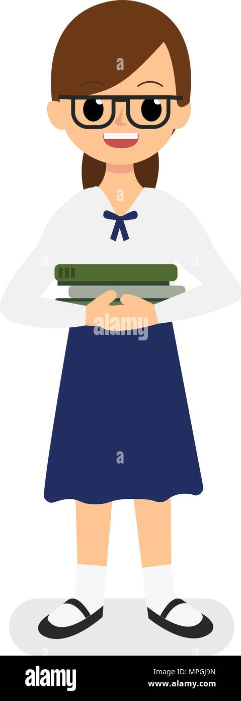 Girl Studying Cartoon