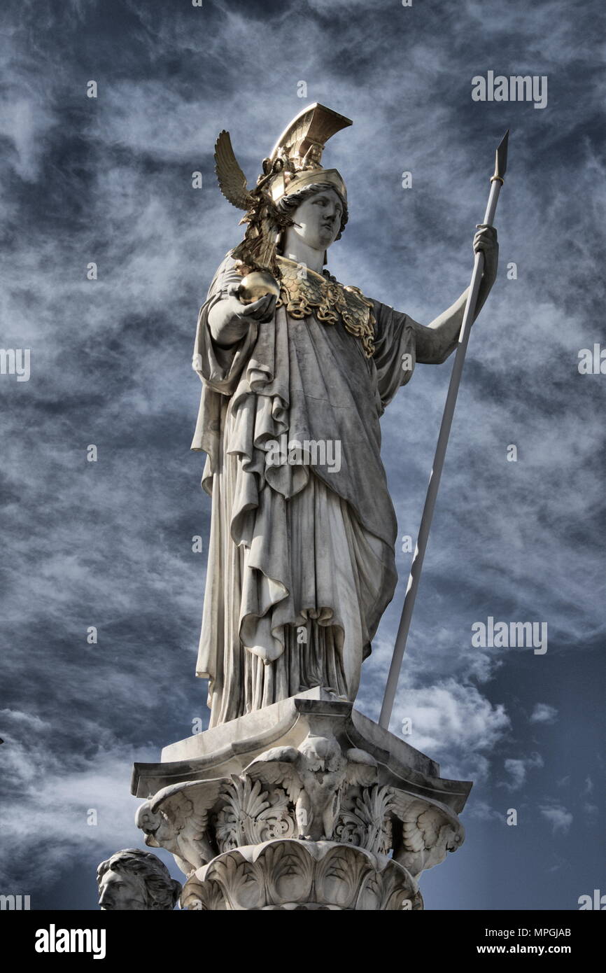 Athena statue in front of the Parliament in Vienna, Austria - HDR Stock ...