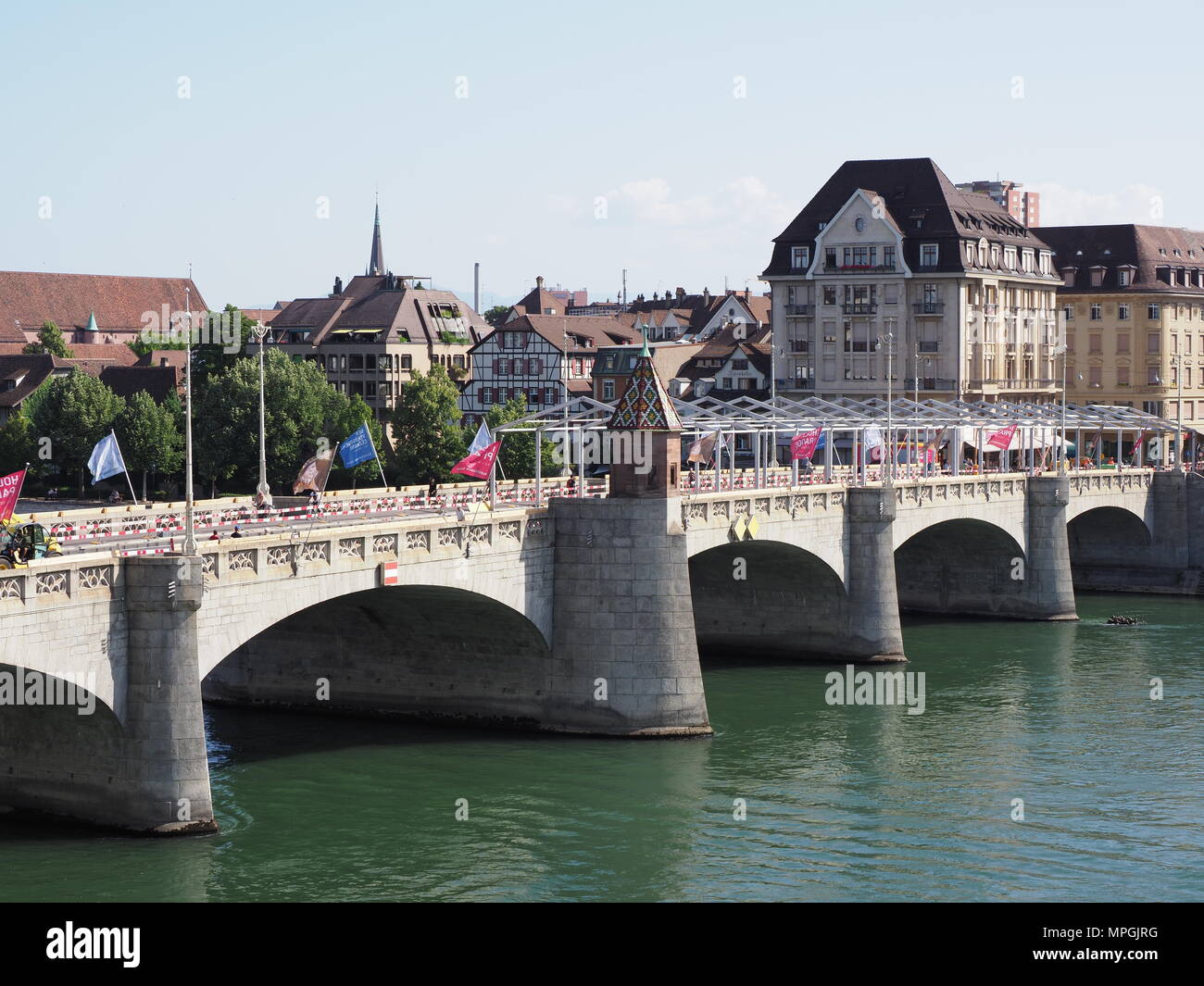 BASEL, SWITZERLAND on JULY 2017: View of cityscape landscape of swiss ...