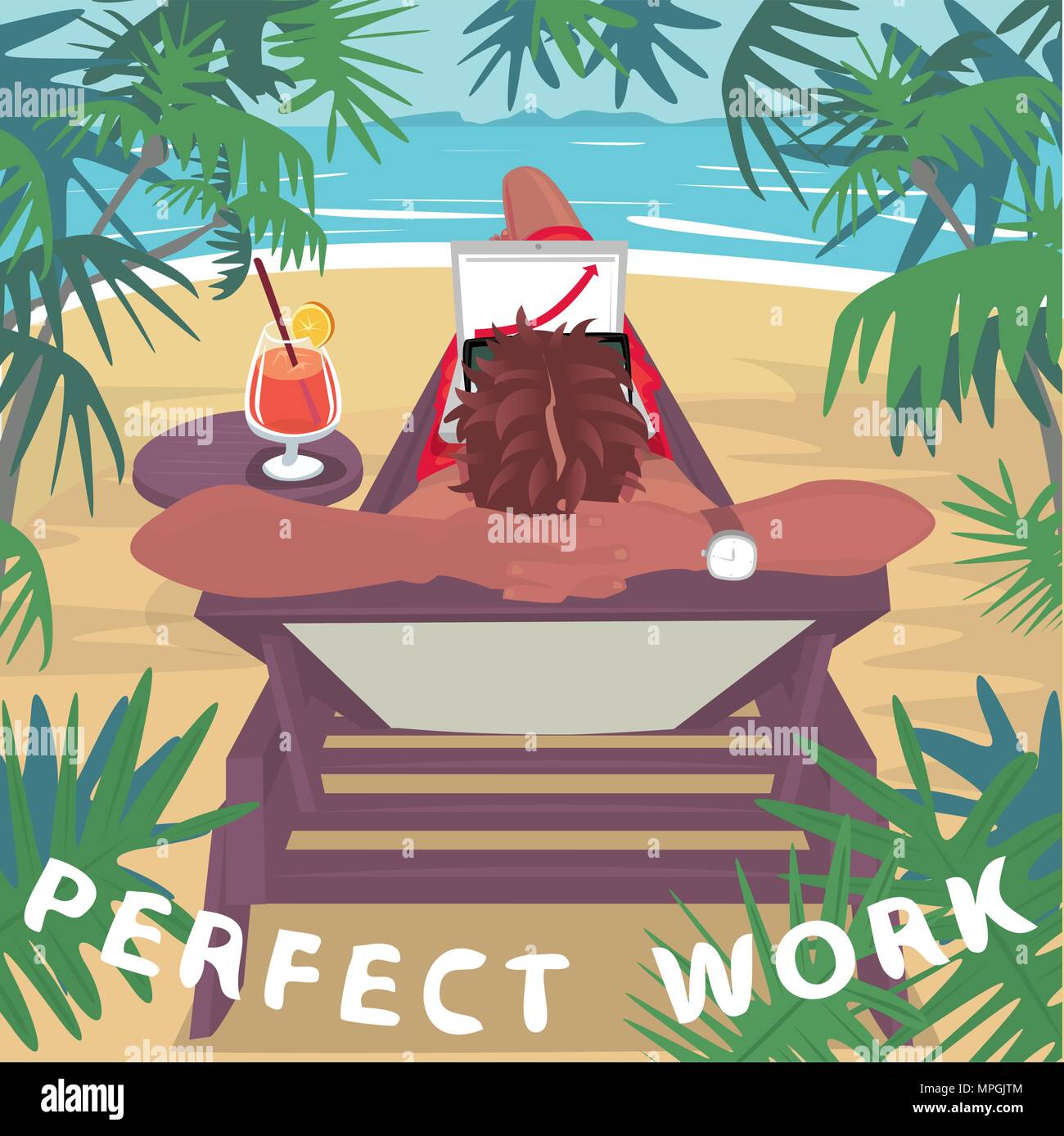 Perfect beach on sunny Stock Vector Images - Alamy